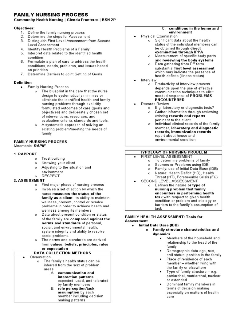 Family Nursing Process | PDF | Nursing | Family