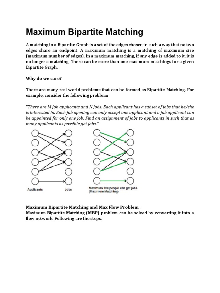 Maximum Bipartite Matching: Why Do We Care? | PDF | Combinatorics ...