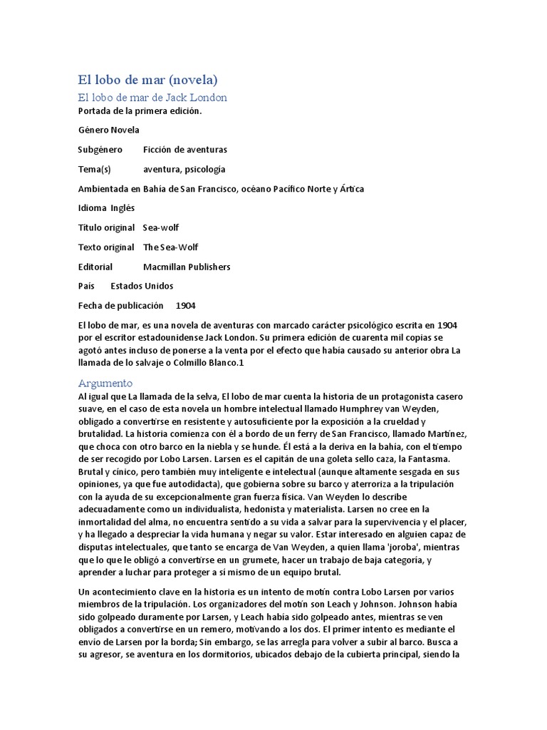 El lobo de mar: aventura y psicología | PDF | El lobo de mar