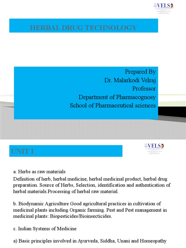 UNIT 1 - Herbs As Raw Materials | PDF | Ayurveda