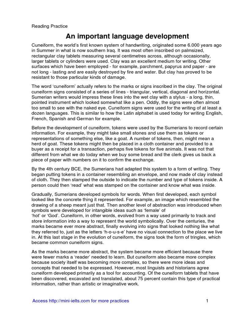 An Important Language Development | PDF | Cuneiform | Writing