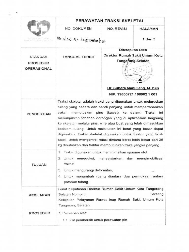 Prosedur Perawatan Traksi Skeletal | PDF