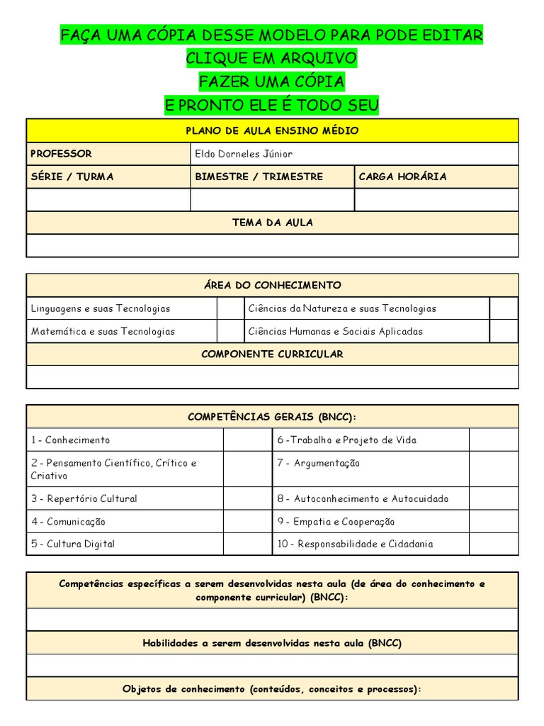 Plano de aula para o ensino médio abordando competências gerais e ... Plano de aula para o ensino médio abordando competências gerais e ...