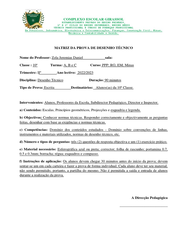 Complexo Escolar Girassol | PDF