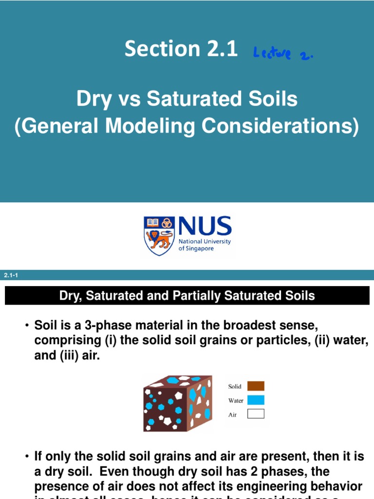 Section 2.1 Dry Vs Saturated Soils (General Modeling Considerations ...