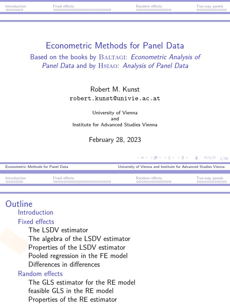 Econometric Panel Data Methods | PDF | Ordinary Least Squares | Fixed Effects Model