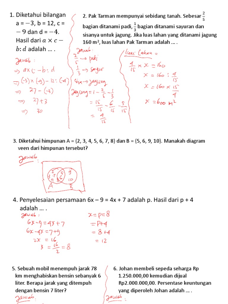 Pembahasan Latihan Soal Ujian Sekolah | PDF