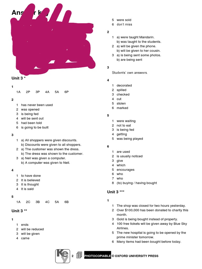 Answer Key Grammar Practice | PDF