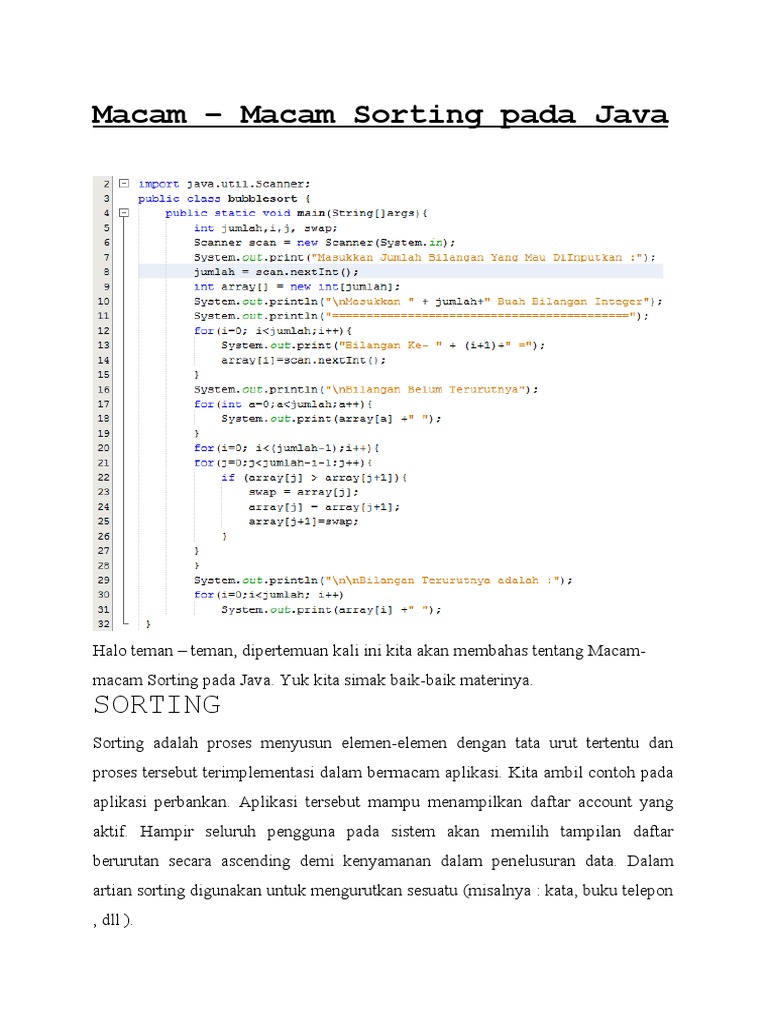 Macam Macam Algoritma Sorting | PDF
