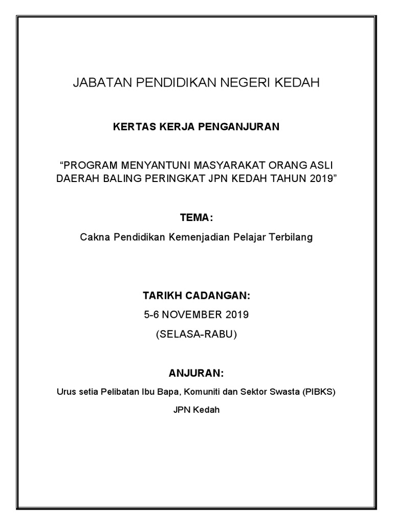 KERTAS PENGANJURAN PROGRAM Orang Asli Baling | PDF | Ilmu Sosial | Kesehatan Holistik