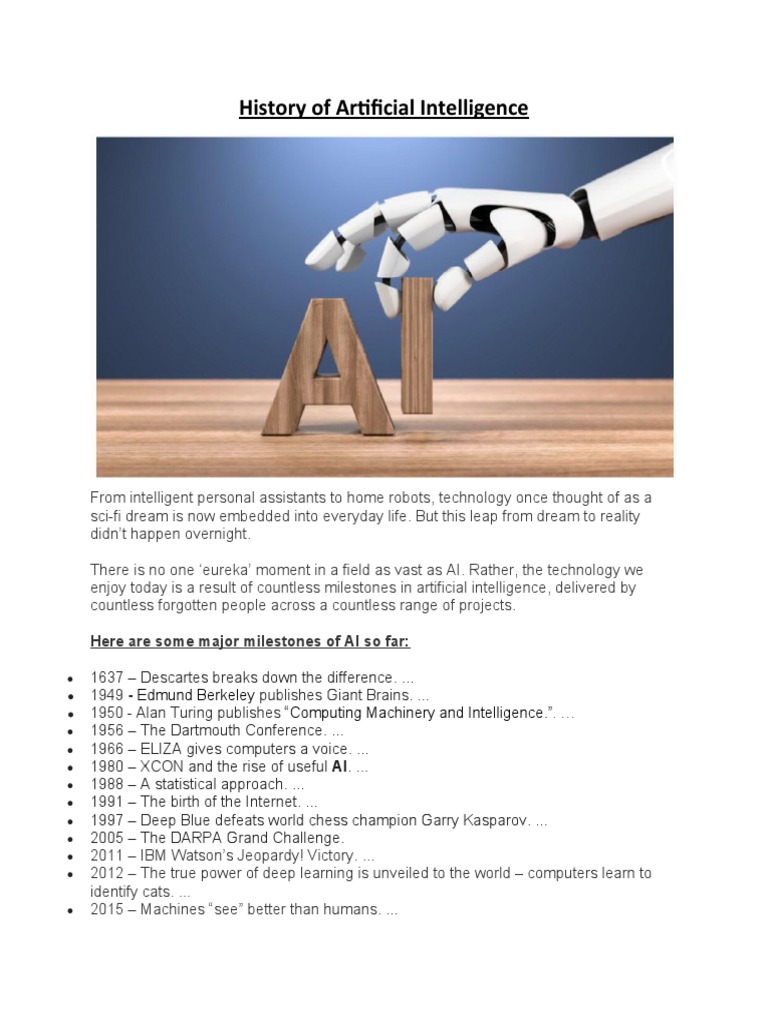 Key Milestones in AI History | PDF | Artificial Intelligence | Intelligence (AI) & Semantics