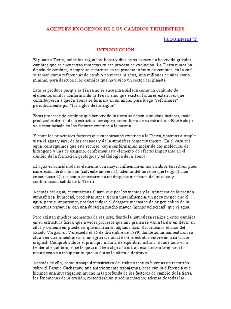 Agentes Exogenos de Los Cambios Terrestres | PDF | Clima | Roca ígnea