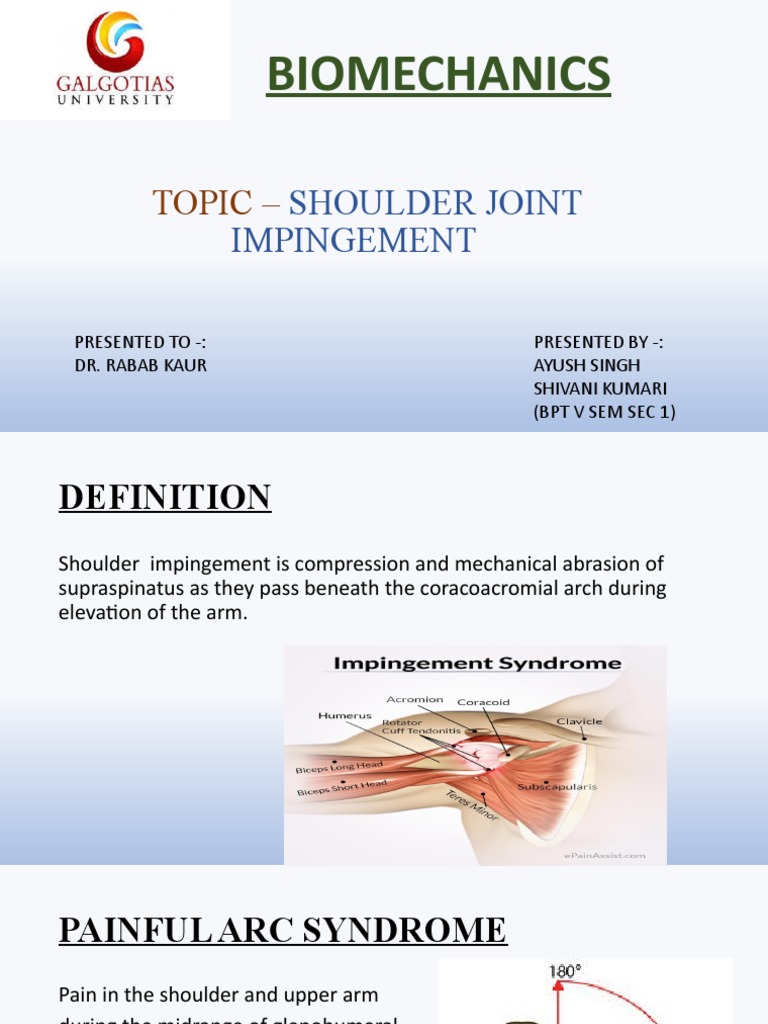 Topic - Shoulder Joint Impingement | PDF | Shoulder | Limbs (Anatomy)