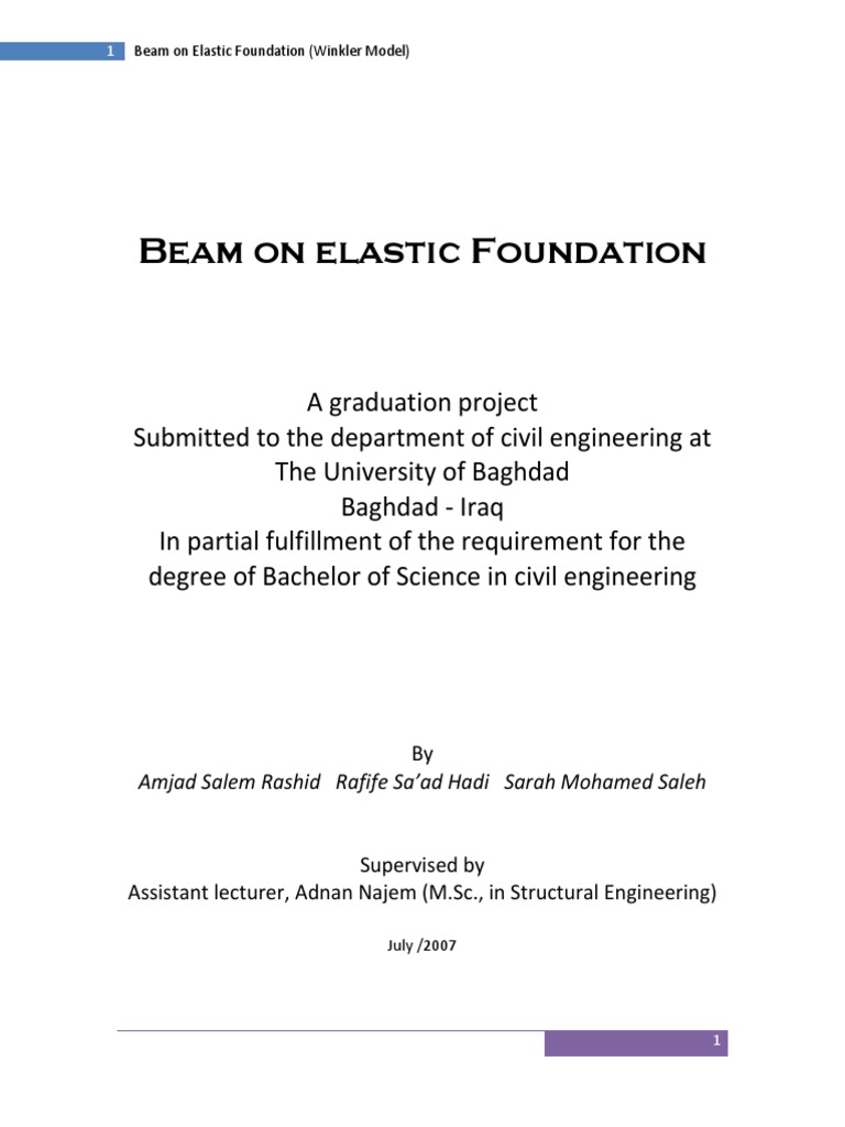 Beams On Elastic Foundation Using Winkler Model Pdf Matrix Mathematics Stiffness