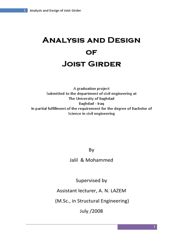 Analysis and Design of Open Web Steel Joist-Girders | PDF | Strength Of ...