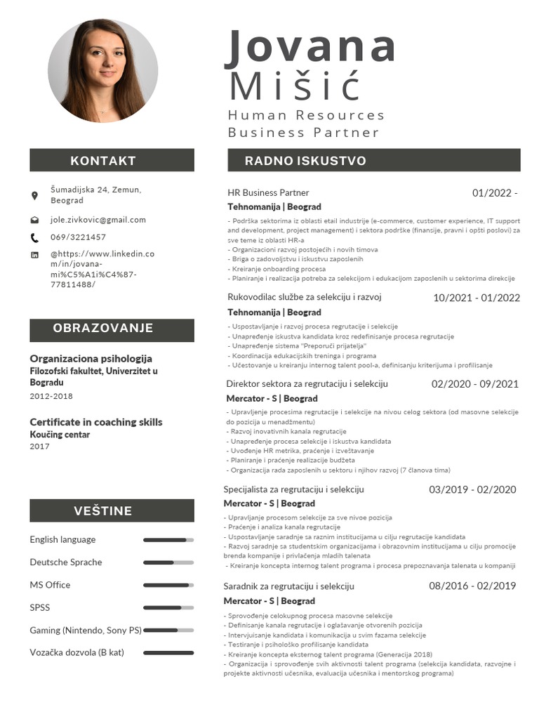 Jovana Misic CV | PDF