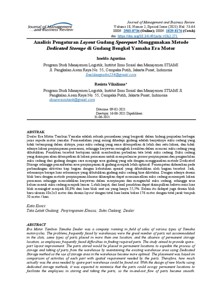 Analisis Pengaturan Layout Gudang Sparepart Menggu | PDF | Komputer | Teknologi & Rekayasa