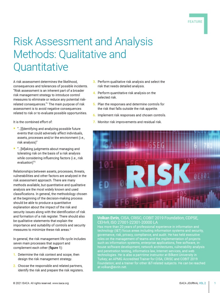 Risk Assessment and Analysis Methods Qualitative Quantitative - Joa ...