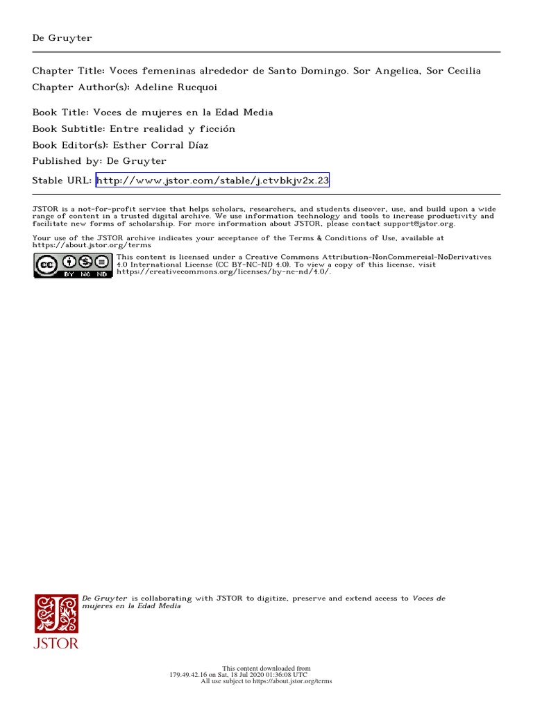 Voces Femeninas Alrededor de Santo Domingo. Sor Angelica, Sor Cecilia | PDF | María, madre de ...