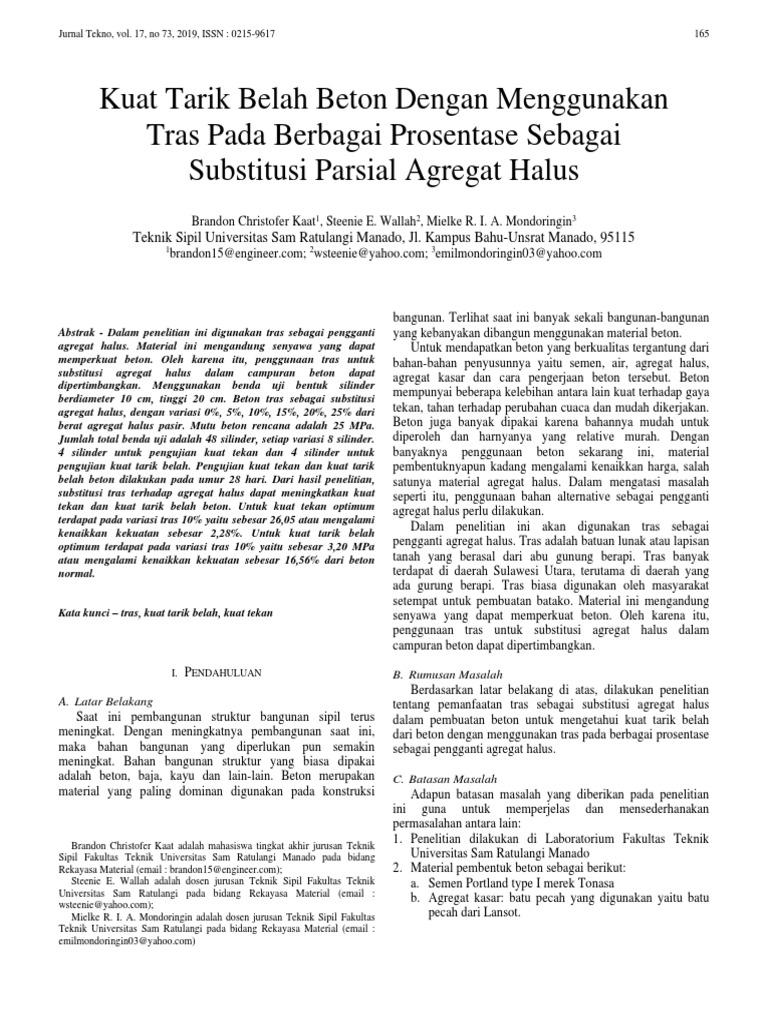 Beton kuat tarik belah tras | PDF