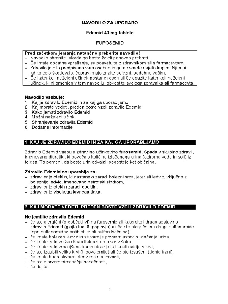 Edemid 40mg Tablete PIL 8.10.2013 | PDF
