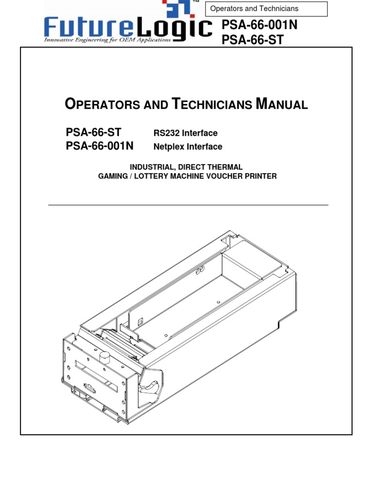 FutureLogic PSA 66 ST Operator | PDF | Printer (Computing) | Electronics