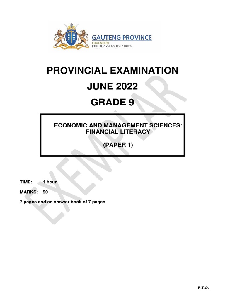 Gr9 EMS P1 (ENG) June 2022 Question Paper | PDF | Debits And Credits ...