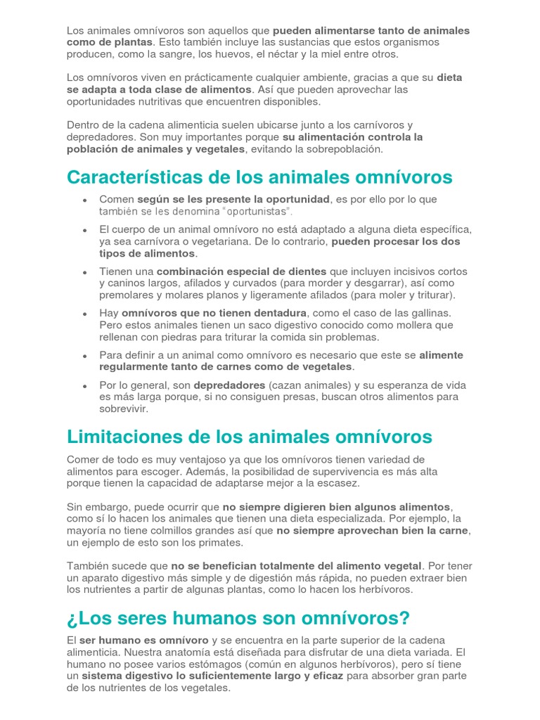 OMNIVOROS | PDF | Alimentos | Diente