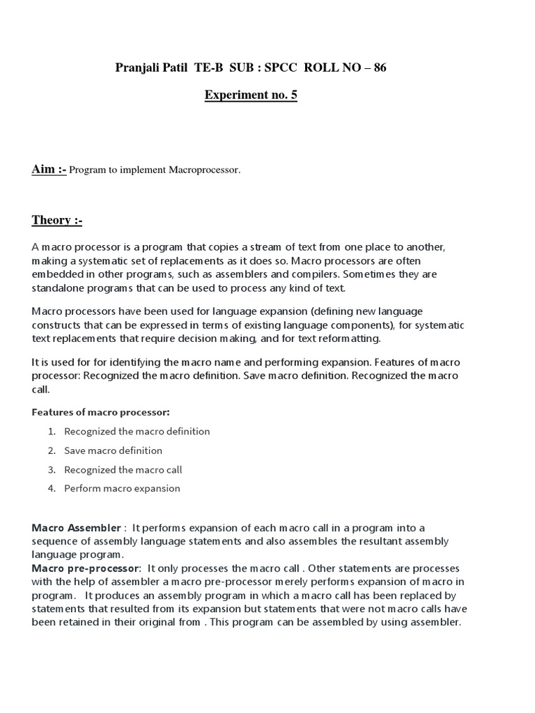 SPCC | PDF | Macro (Computer Science) | Assembly Language