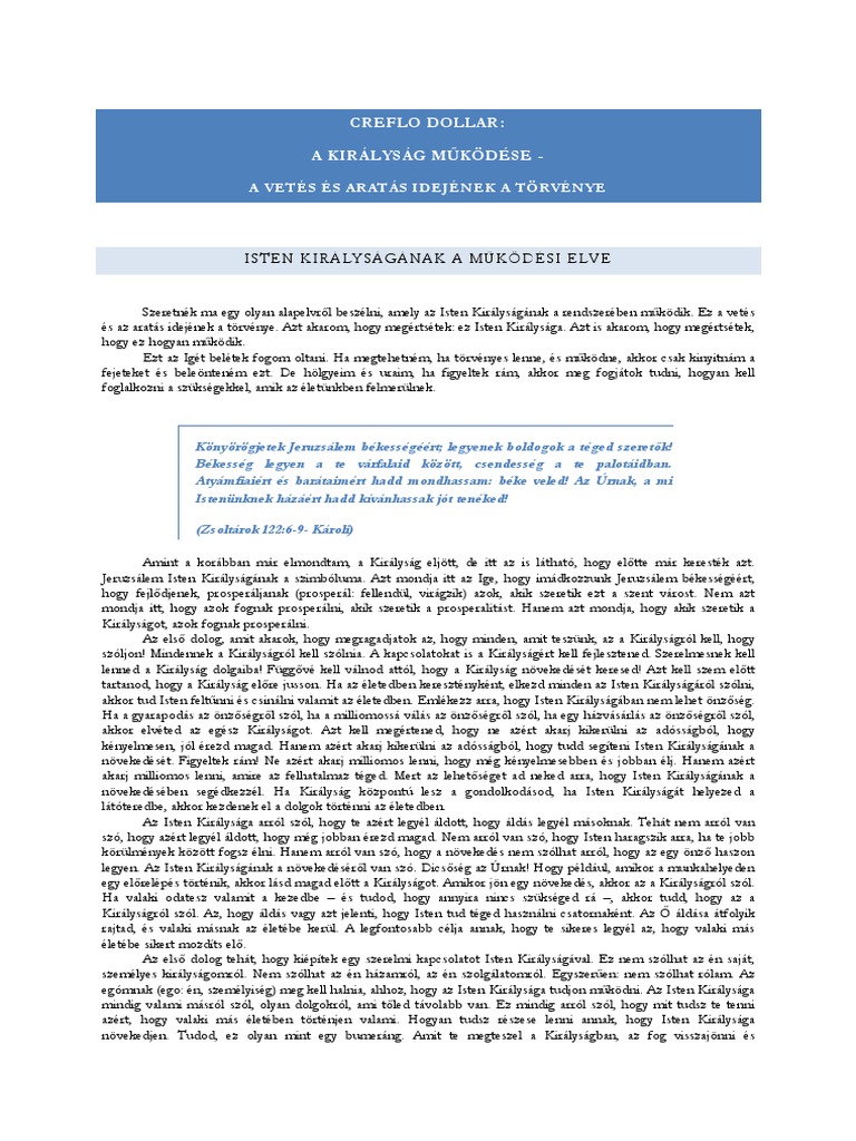 Isten Királyságának A Működési Elve | PDF