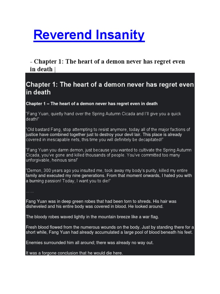 Reverend Insanity: - Chapter 1: The Heart of A Demon Never Has Regret Even in Death | PDF