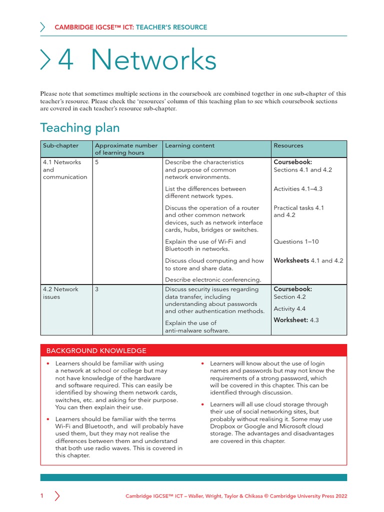 Igcse Ict 3ed TR Chapter 4 | PDF | Computer Network | Metacognition