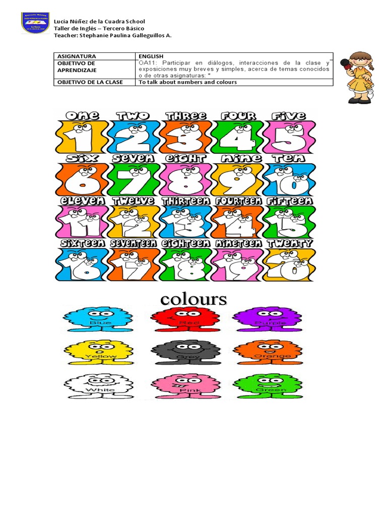 Taller de Inglés: Números y Colores | PDF | Artes del Lenguaje y ...