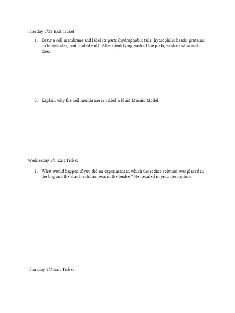 Exit Ticket Questions | PDF