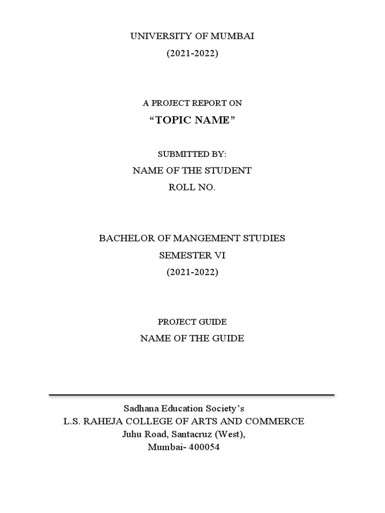 Project Format | PDF