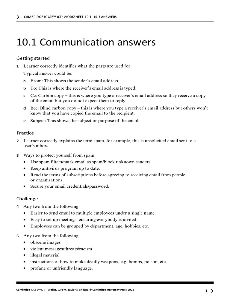 Igcse Ict 3ed TR Ws Answers 10 | PDF | File Transfer Protocol | World Wide Web