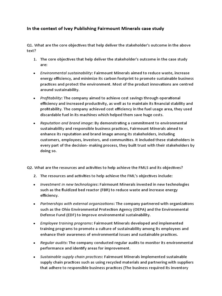 Fairmount Minerals | PDF | Sustainability | Corporate Social Responsibility