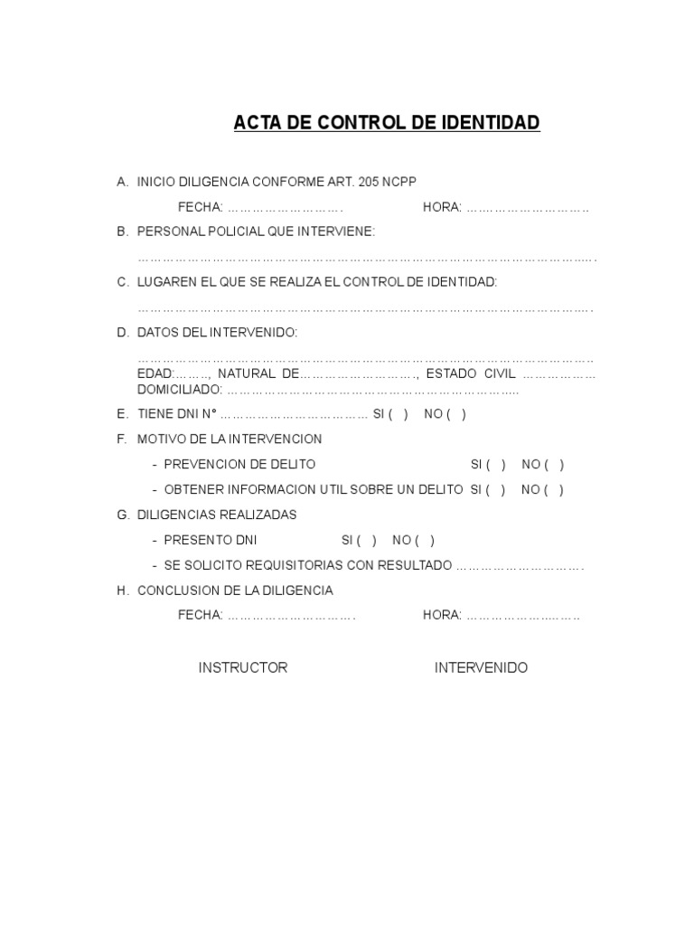 Acta de Control de Identidad | PDF | Derecho