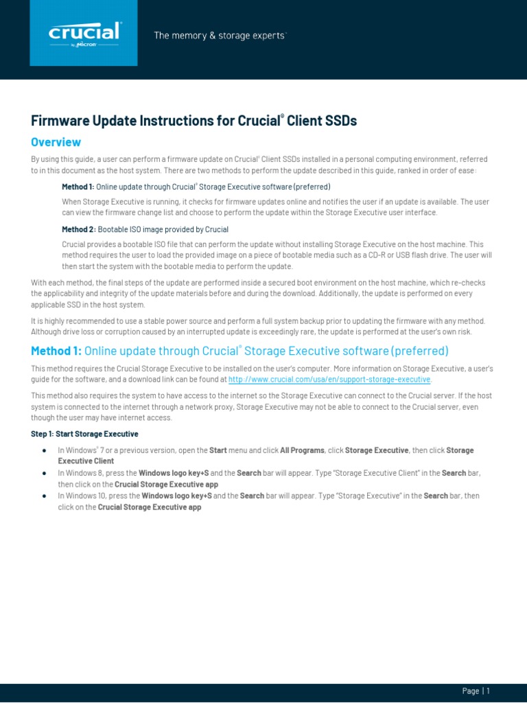 Crucial Firmware Update All en | PDF | Booting | Usb Flash Drive Crucial Firmware Update All en | PDF | Booting | Usb Flash Drive