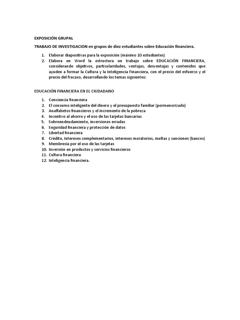 EXPOSICIÓN Grupal Educación Financiera | PDF