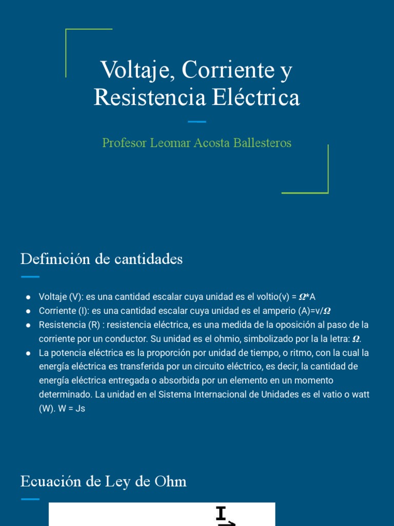 Voltaje, Corriente y Resistencia Eléctrica | PDF | Energia electrica ...