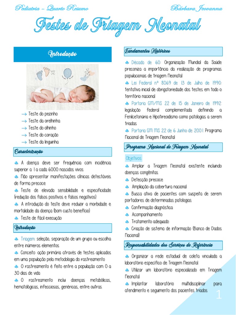 4º - Testes de Triagem Neonatal | PDF | Audição | Especialidades médicas