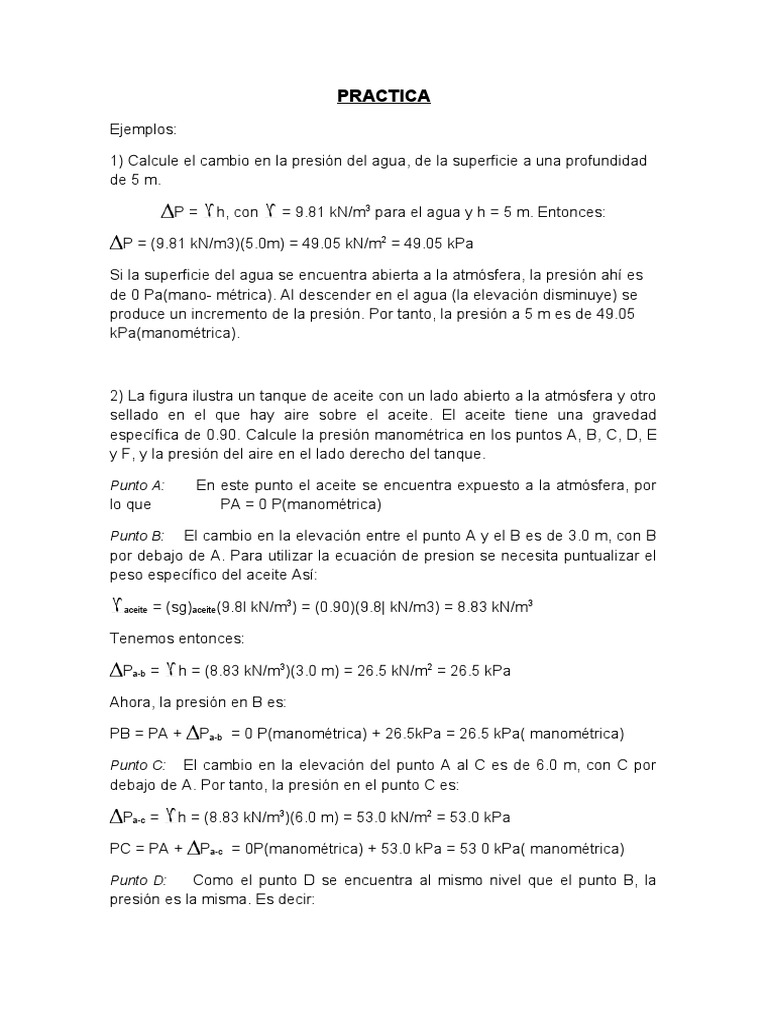 Densidad y Presion | PDF | Presión | Pascal (Unidad)