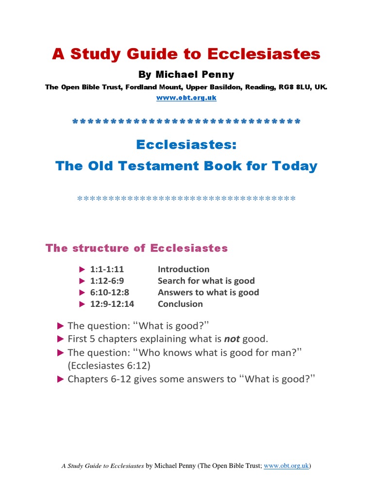 Ecclesiastes Study Guide Overview | PDF | Social Science | Philosophy