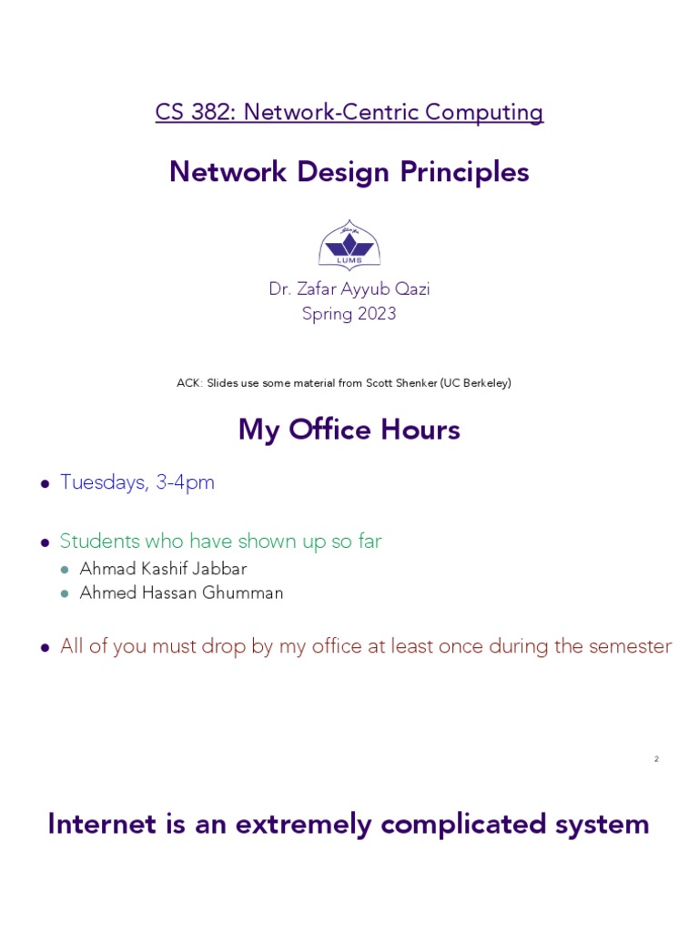 Lecture 5 - Network Desgn Principles | PDF | Computer Network | Internet