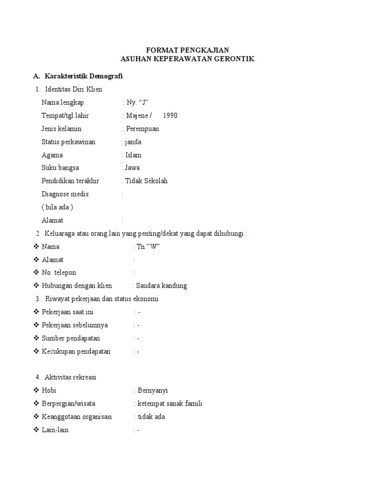 Format Pengkajian Gerontik 124 | PDF