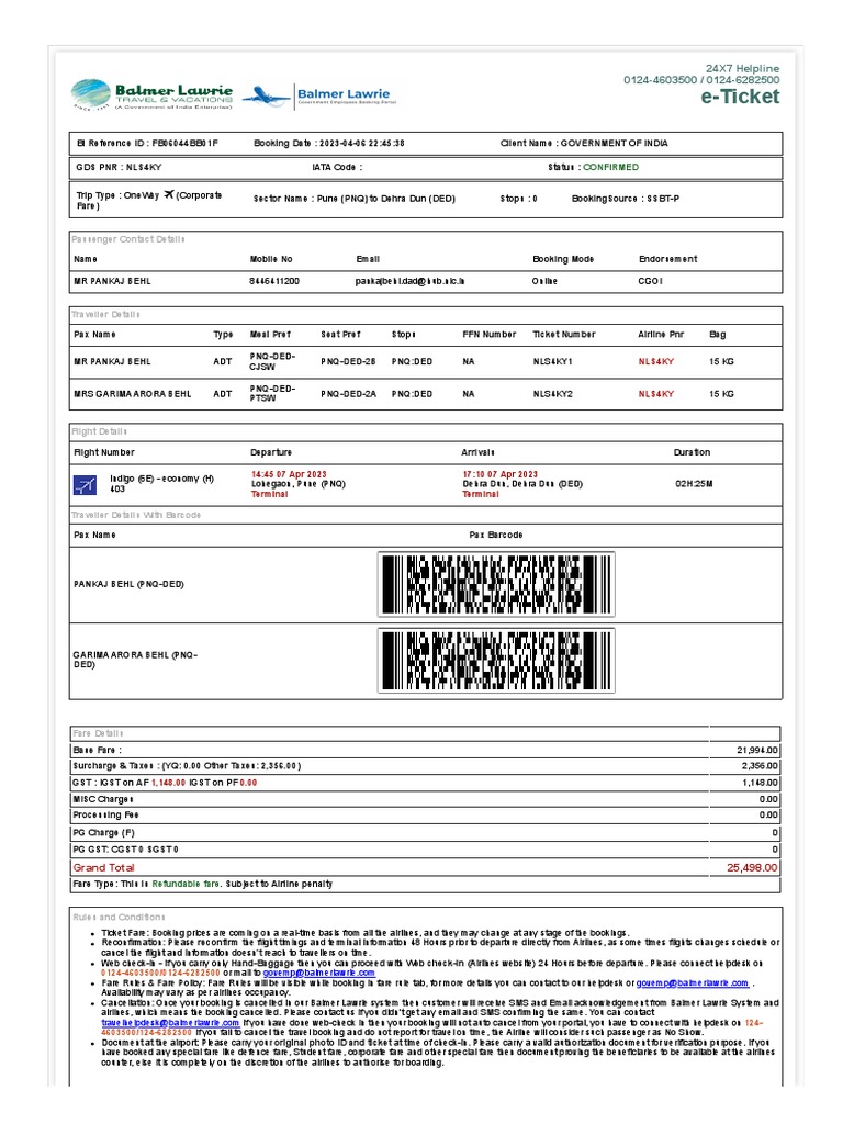 Balmer Lawrie Flight Booking Guide | PDF