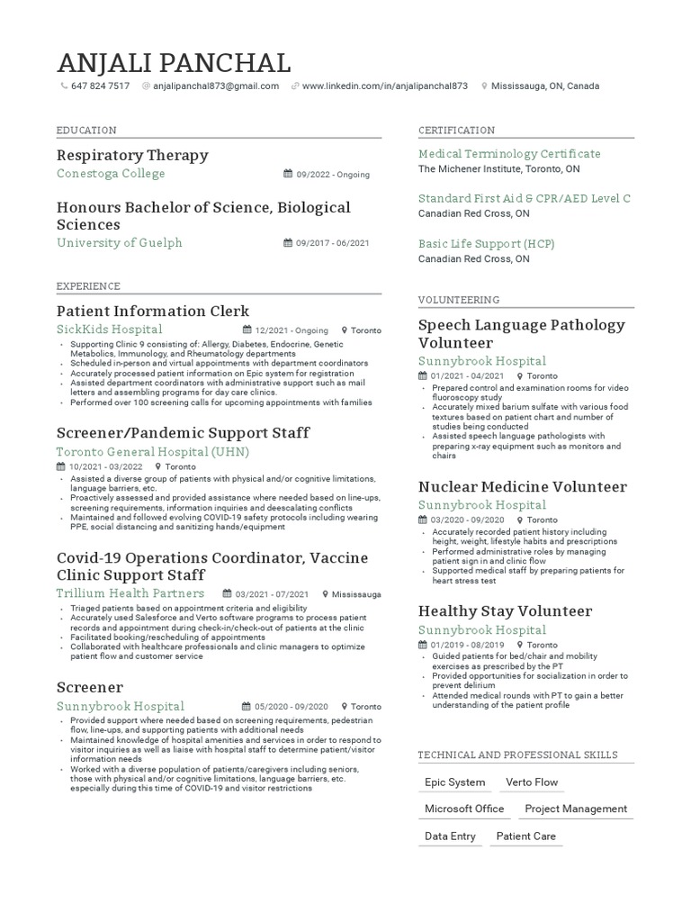 Anjali Panchal Resume | Download Free PDF | Patient | Health Care