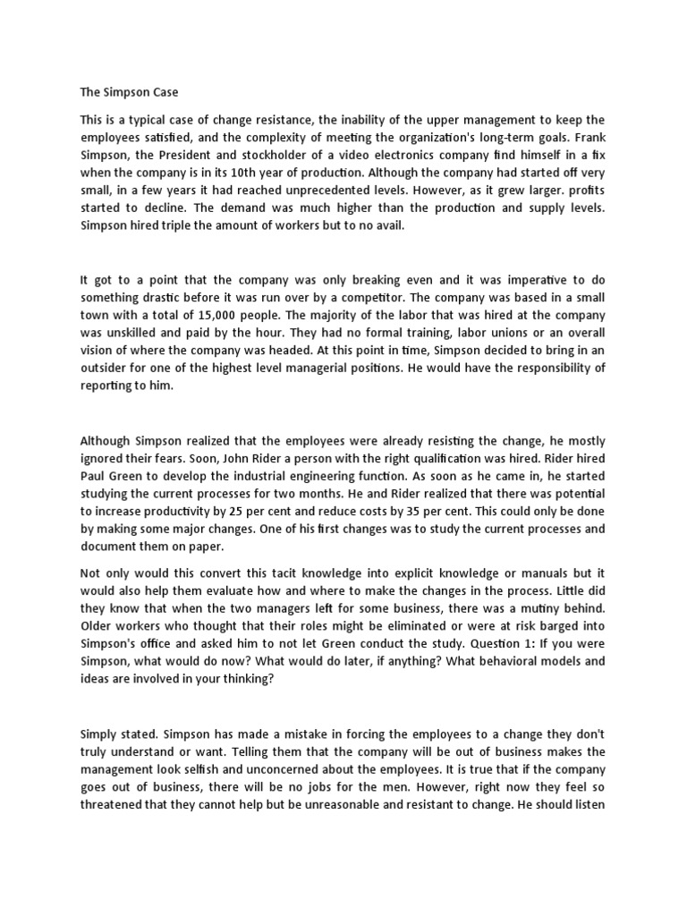 The Simpson Case | PDF | Employment | Learning