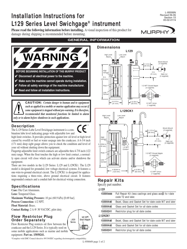 Oil Level | PDF | Pipe (Fluid Conveyance) | Switch